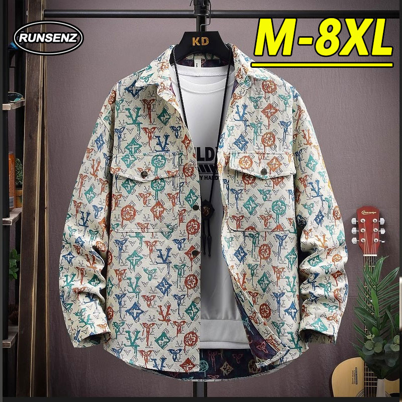 M-8XL Korean Trendy Jacket Men High-end Casual Loose Long Sleeve Plus Size Coat | Shopee Singapore