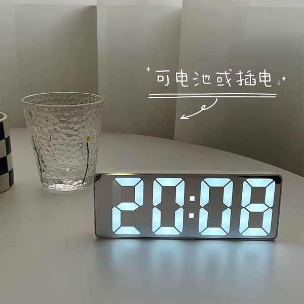 digital clock Mirror Clock Alarm Clock Desktop Silent Smart Clock Time ...