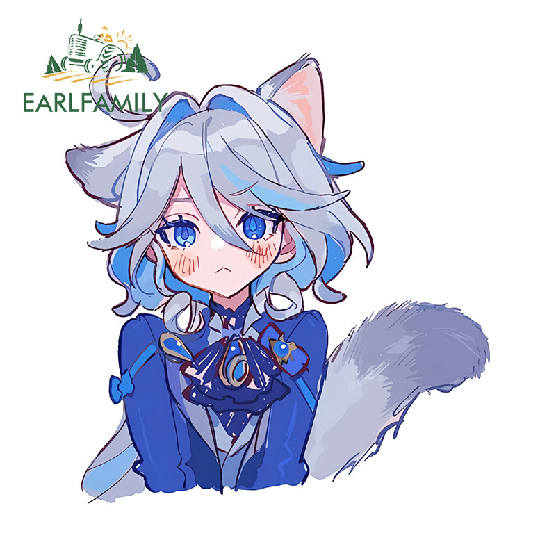 EARLFAMILY 13cm x 12.2cm Chibi Genshin Impact Furina Car Stickers Cut ...