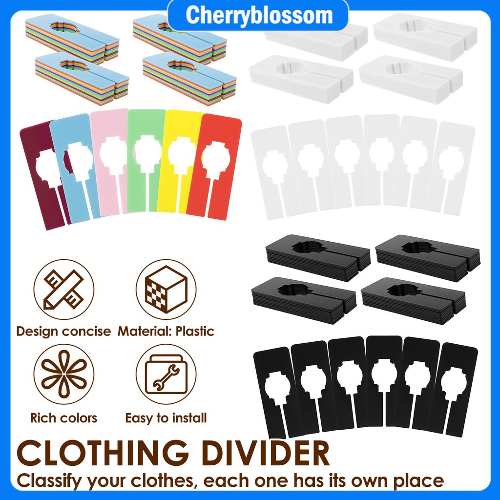 60Pcs Rectangular Clothing Rack Dividers Closet Size Dividers Writable ...