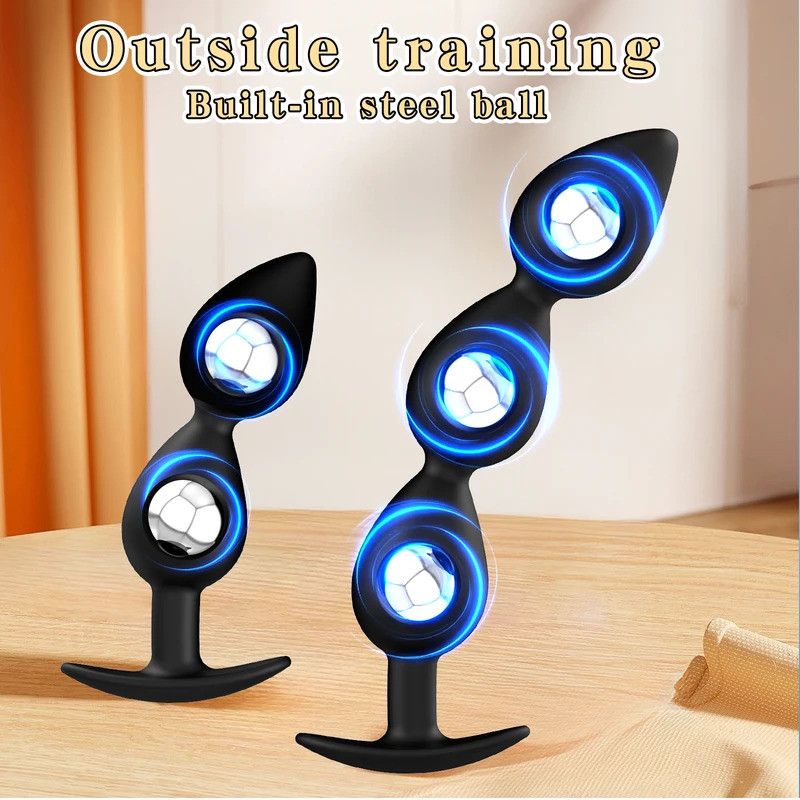「Sale」Wearable Anal Plugs With Steel Balls Anal Beads Butt Plug Fake ...
