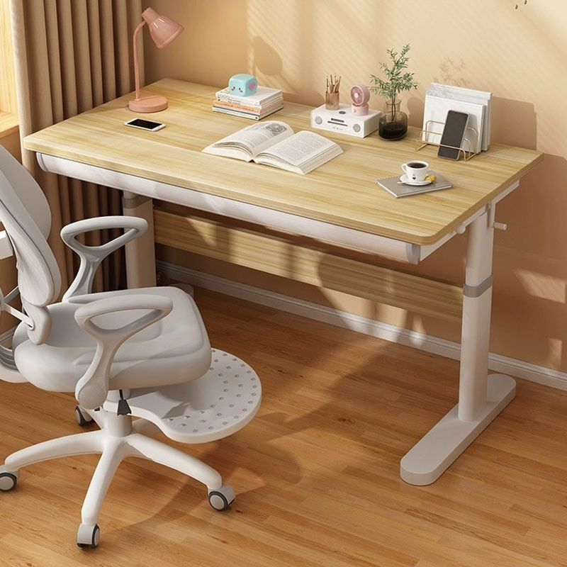 Solid Wood Height Adjustable With Bookshelf Children Study Office Table ...