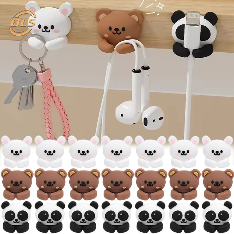 Cartoon Bear Cable Holder - Desktop Self-adhesive Cable Fixer Clip ...