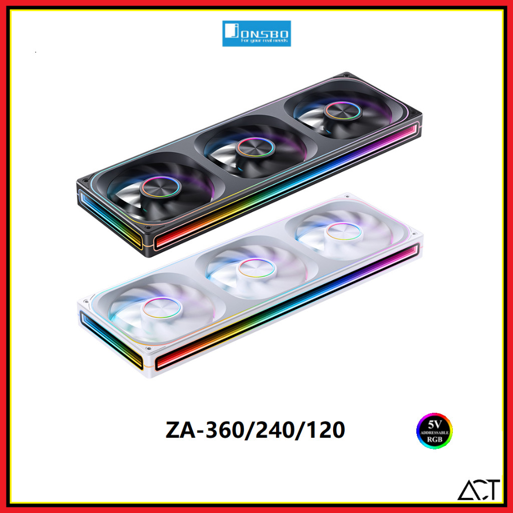 Jonsbo ZA-120/240/360 Black ARGB 3Pin PWM 120mm 240mm 360mm Fan ...