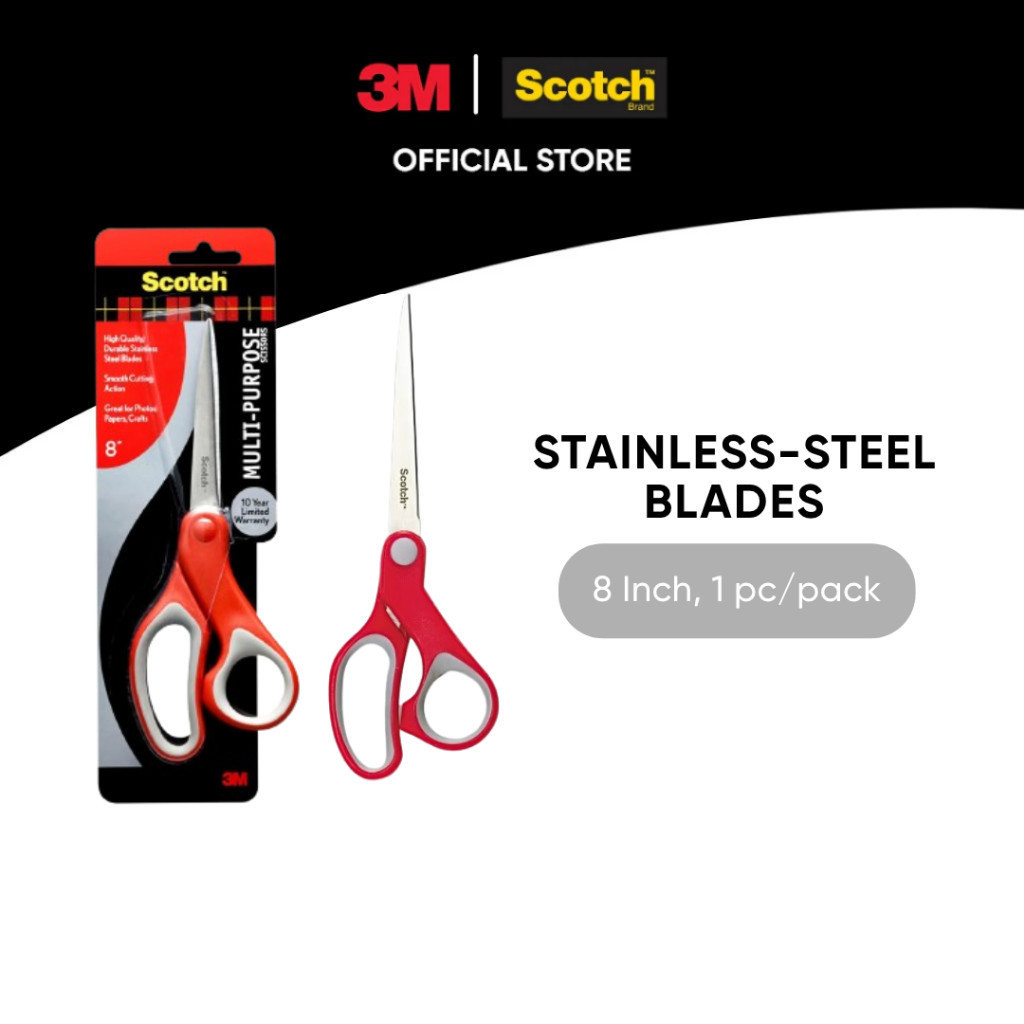 3M™ Scotch™ Multi-Purpose Scissors, 1 pc/pack, 8 in/ 7 in, Red, For ...