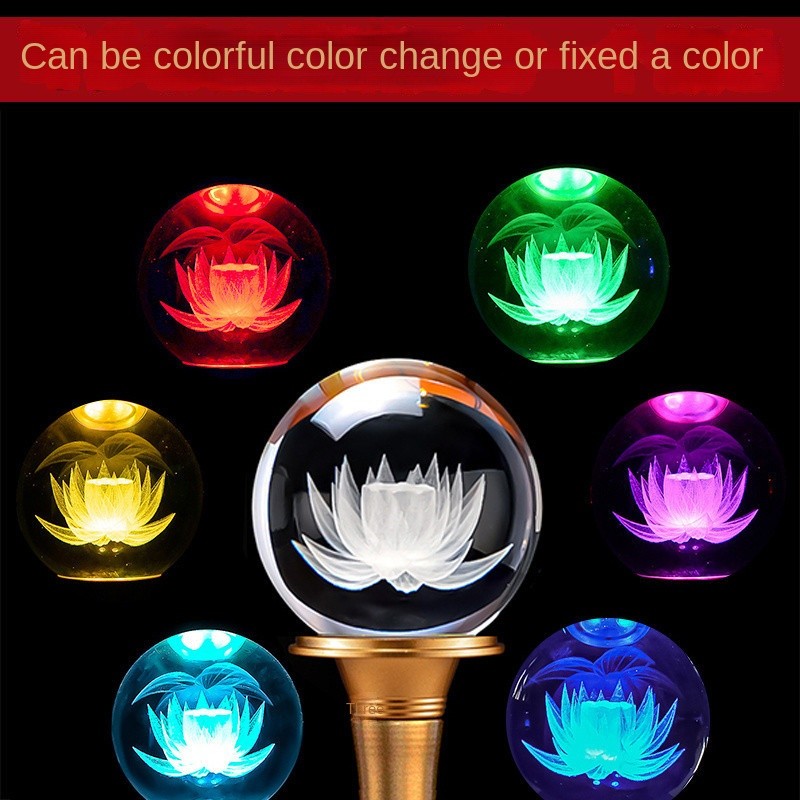 Sg BOUTIQUELED Crystal Lotus Lamp for Buddha Lamp Colorful Changming ...