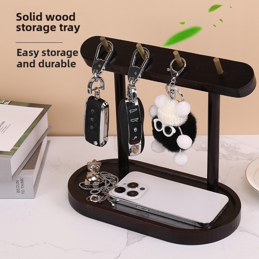Nordic Multi-Purpose Key Holder | Wooden Double-Layer Storage Racks ...