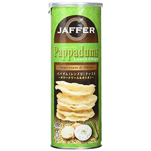 Jaffer Lentil Papadum Chips Sour Cream & Onion Flavor 60g x12 Pack ...