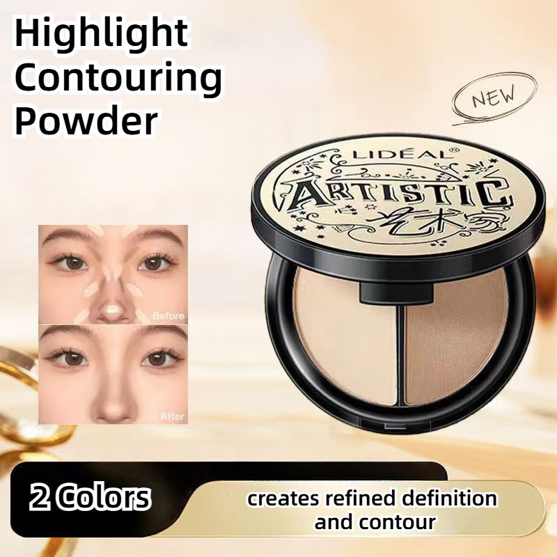 2 Color Makeup Highlight Contour Bronzer Shading Powder Palette ...