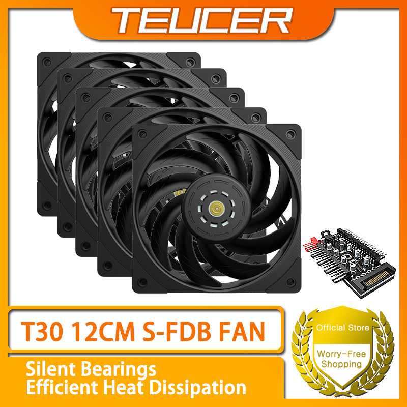 TEUCER T30 CPU Cooler Fan 2150RPM 4PIN PWM 12cm Computer Case Cooling ...