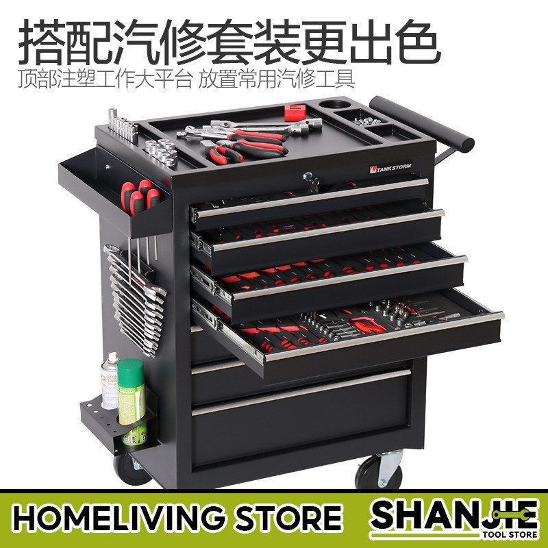 SHANJIE Hardware Toolbox, Hand Push Five Drawer Tool Cart, Auto Repair ...