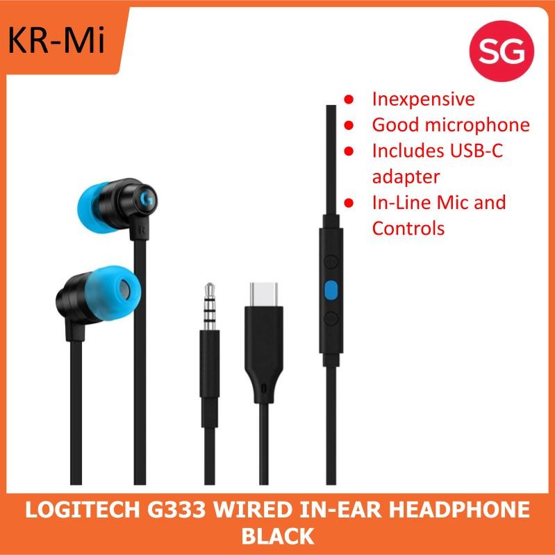 Logitech G333 Gaming Earphones with dual audio drivers, in-line mic and ...