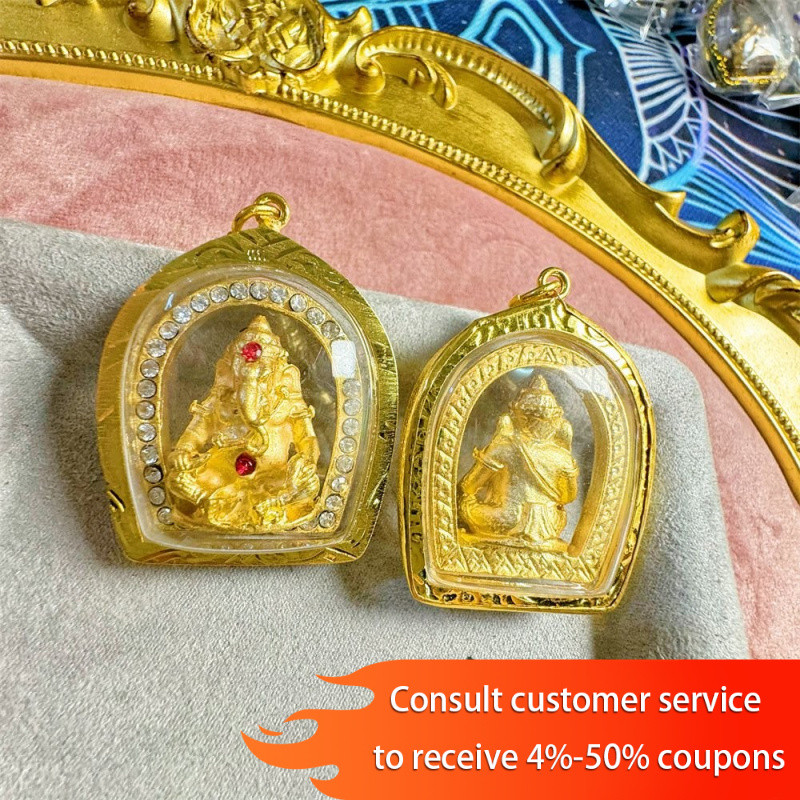 Thai amulets Gem Elephant God Elephant Temple2566Gilding Shell Original ...