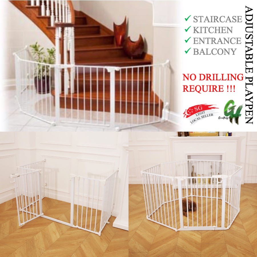 Adjustable Multi-Panel Safety Playpen with Gate No Drilling Required ...