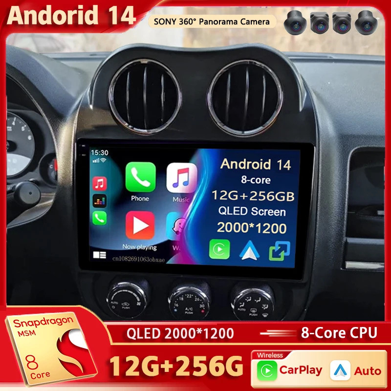Android 14 For Jeep Compass Patriot 2010- 2016 2K QLED Android Car ...