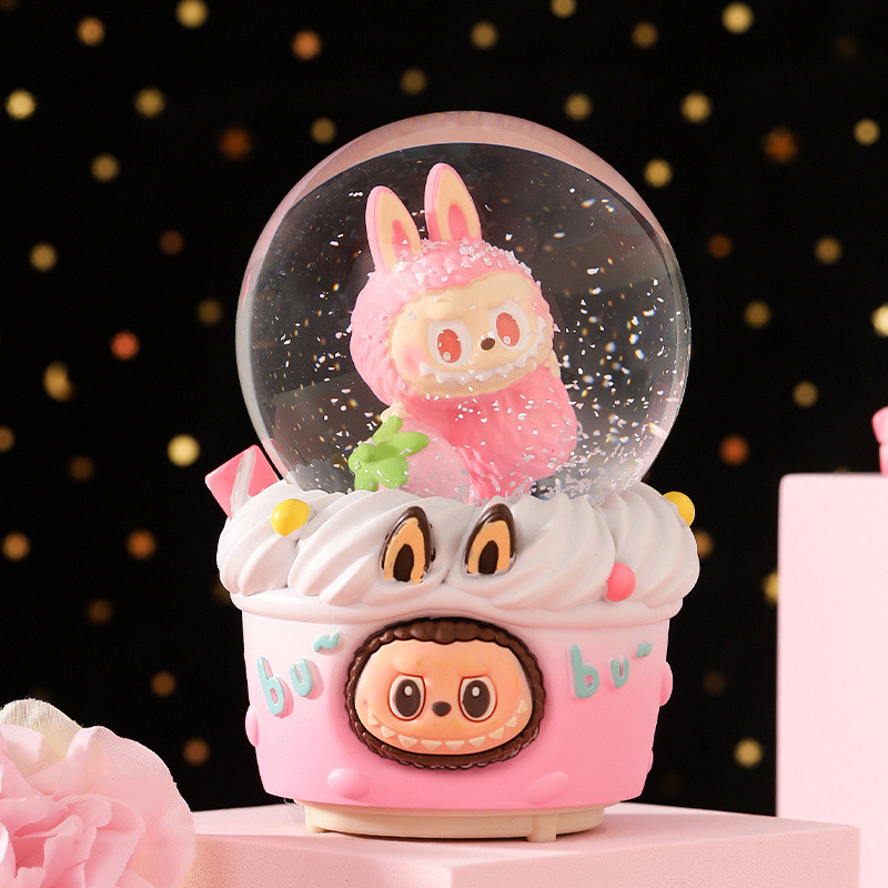 Labubu snow globe with automatic snowfall, music box as a for children ...