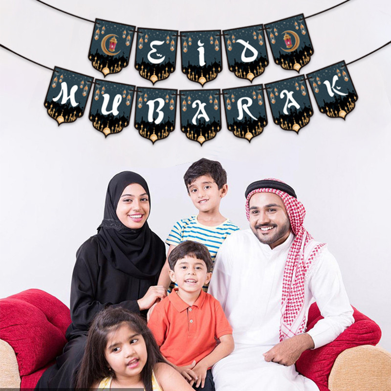 Hari Raya Flag Pulling Decorations With Moon Design Flags Ramadan ...