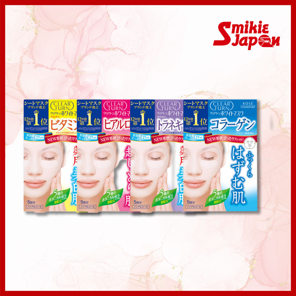 KOSE CLEAR TURN White Mask 5 Sheets Vitamin C/ Hyaluronic/ Tranexamic ...