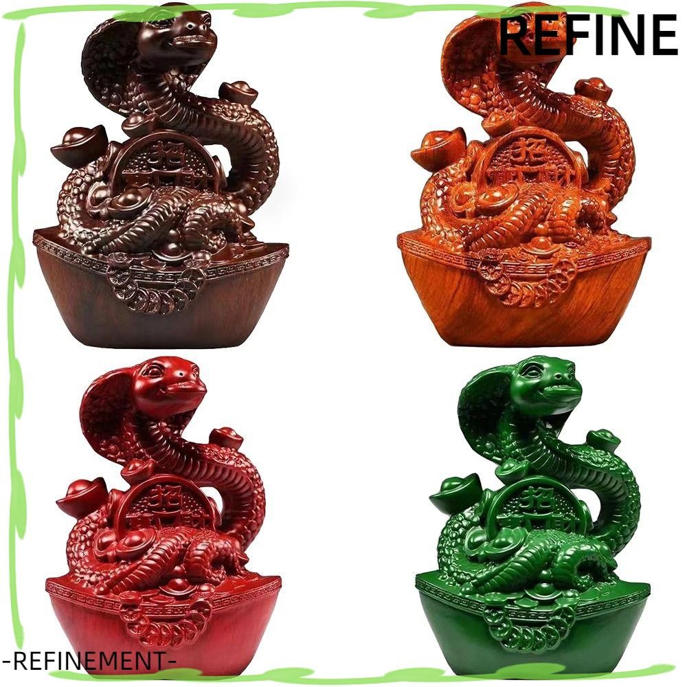 REFINEMENT 8/12CM Snake Figurines, Snake Year Gift Wooden Snake Statue ...
