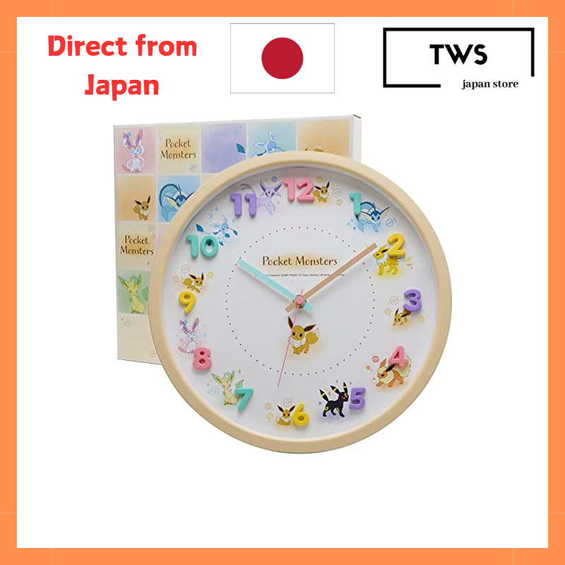 T'S Factory Wall Clock Beige Pokémon Eevee Friends Analog Silent ...