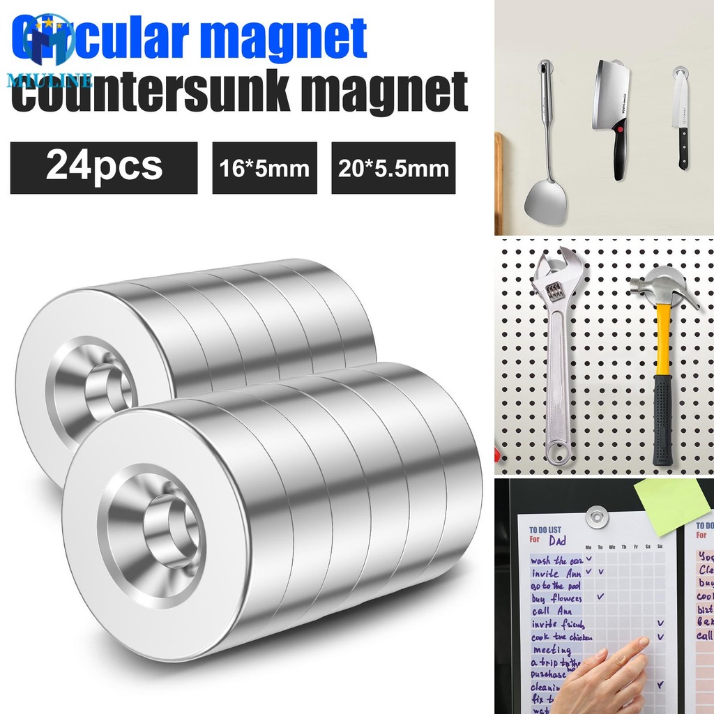 24Pcs Strong Magnets Strong Neodymium Cup Magnets with Countersunk Hole ...