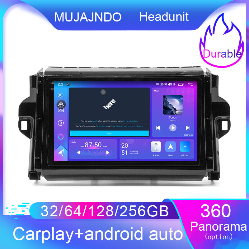 MUJAJNDO 9inch for Toyota fortuner 2016-2023 android15 32 64 128 256GB ...