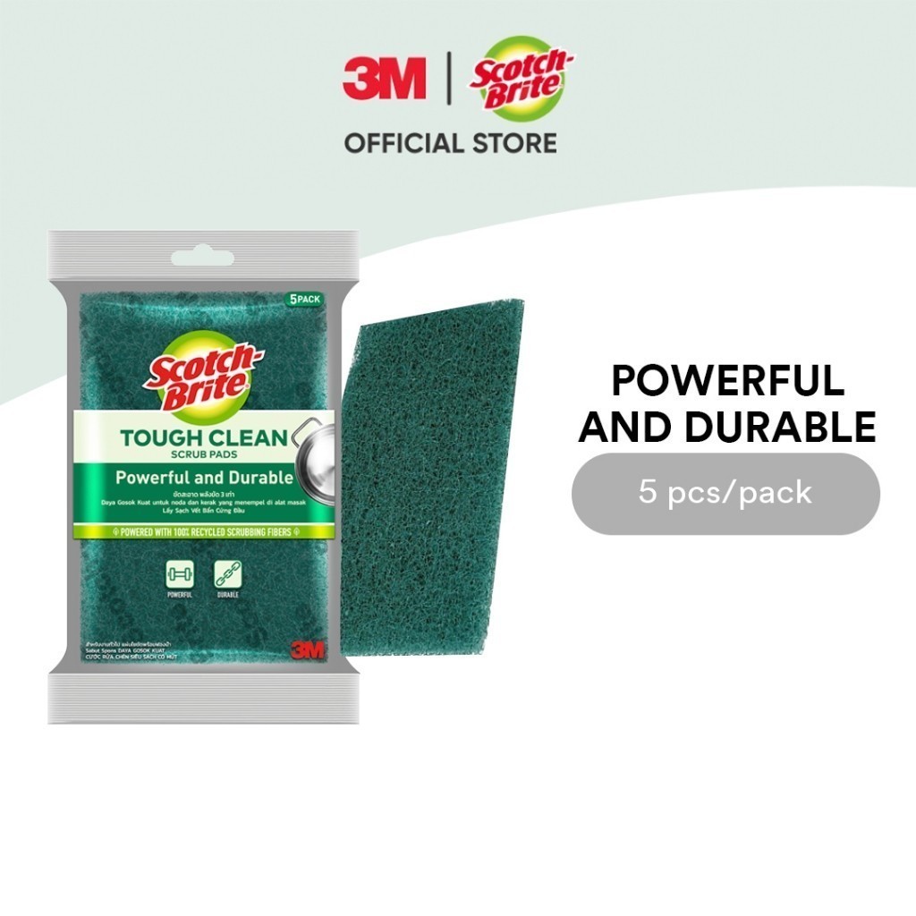 3M™ Scotch-Brite® Tough Clean Scrub Pads, 5 pcs/pack, For removing ...