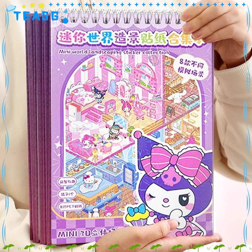 TEASG Miniature Scene Collection, PET Sanrio Landscape Sticker Book ...