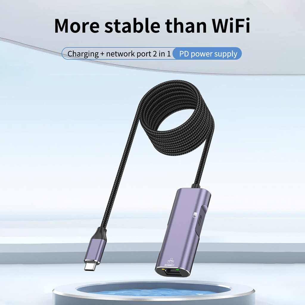 USB C Network Cable Converter with PD100W Fast Charging Port 1000Mbps ...