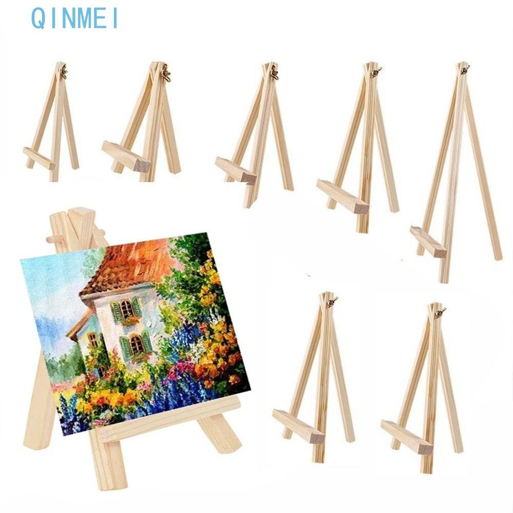 QINMEI Wood Mini Easel, Foldable Portable Triangle Display Stand, Stand ...