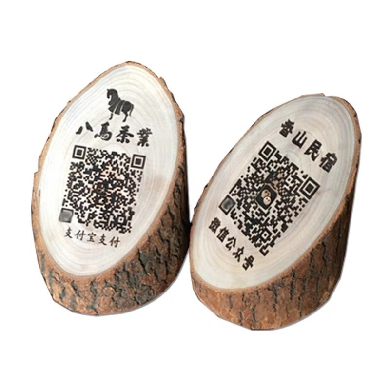 Creative Wooden Pile QR Code Plate Customized Table Display WeChat ...