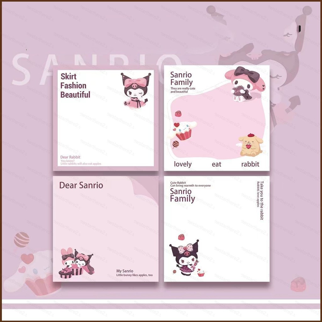 NS2 Sanrio Kuromi Pompom Purin melody Simple and Tearable Sticky Notes ...