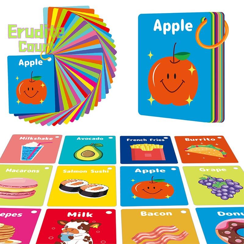 [EruditeCourtS] 50 PCS Toddler Flash Cards Baby Cognitive Flashcards ...