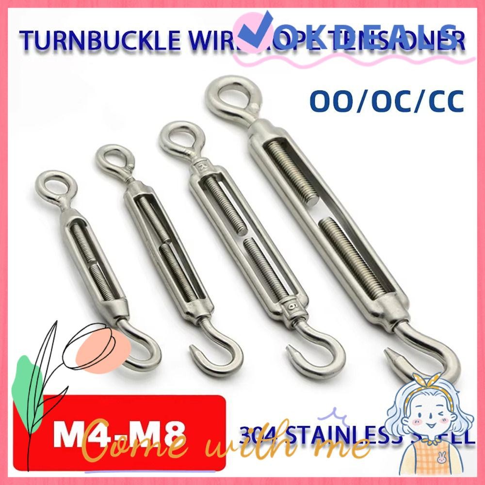 OKDEAL 1Pcs Tension Device Line, Hooks & Eye Turnbuckle M4/M5/M6/M8 ...