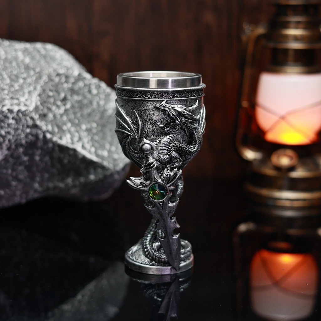 European Myth Viking Dragon Statue Wine Glass Creative Stainless Steel ...