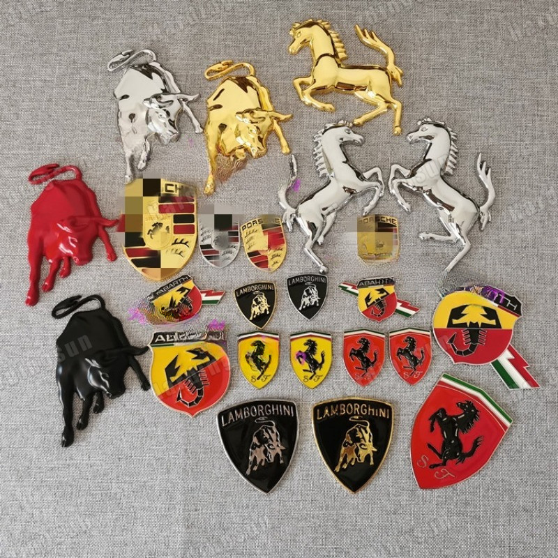 Car Motorcycle Locomotive Modified Label Ferrari Car Label Metal Car ...