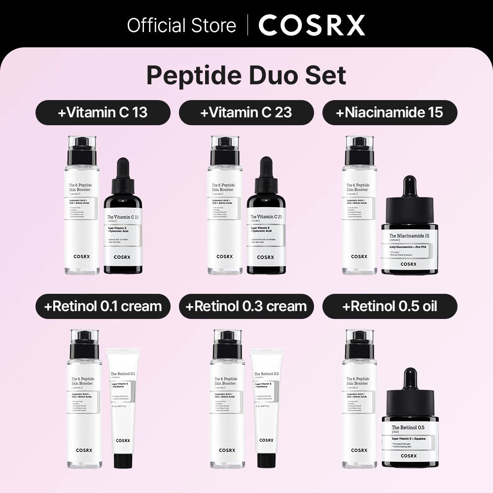 COSRX The 6 Peptide + The RX Derm & Cream Set_ Niacinamide 15 20ml, Vitamin C 23 20g, Hyaluronic ...