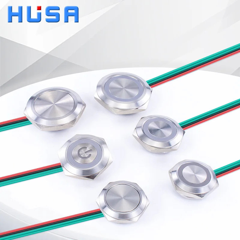 16/19/22/25/30mm With wires Short Stroke Waterproof Metal Push Button ...