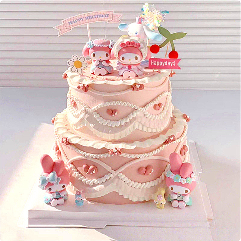 Cute Ins Pink Bow Melody Series Cake Decoration Set | Shopee Singapore