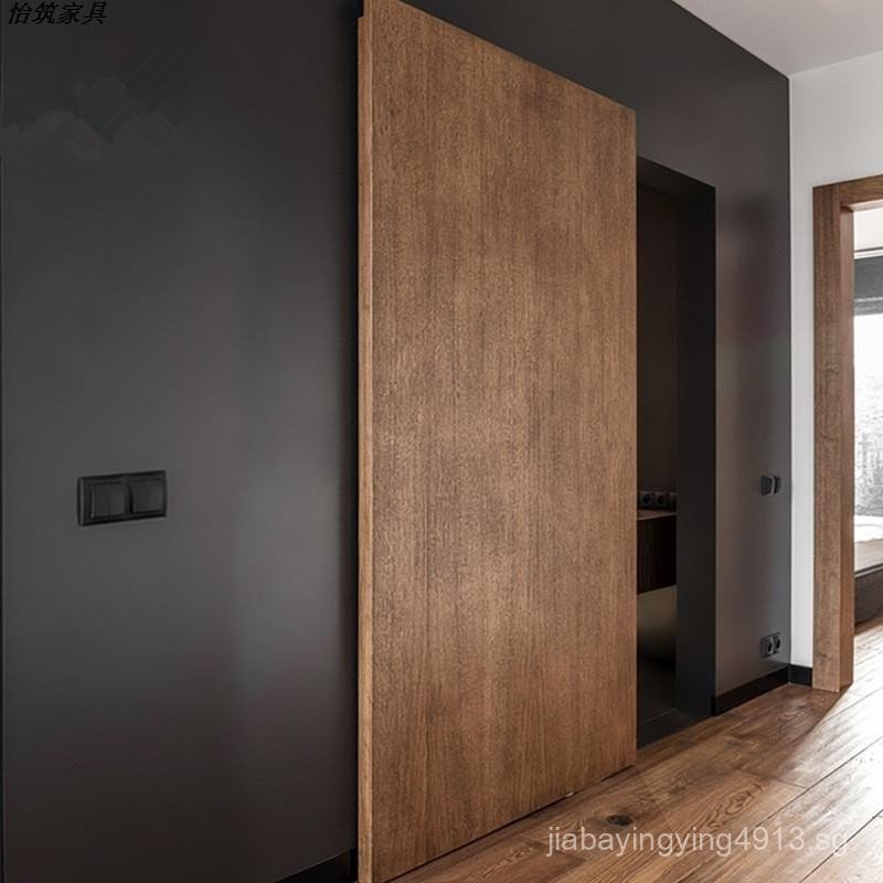Ghost Door Barn Door Trackless with Damping Solid Wood Flush Sliding ...