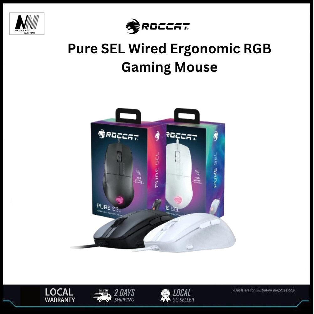 ROCCAT Pure SEL Wired Ergonomic RGB Gaming Mouse | Ultra Light ...