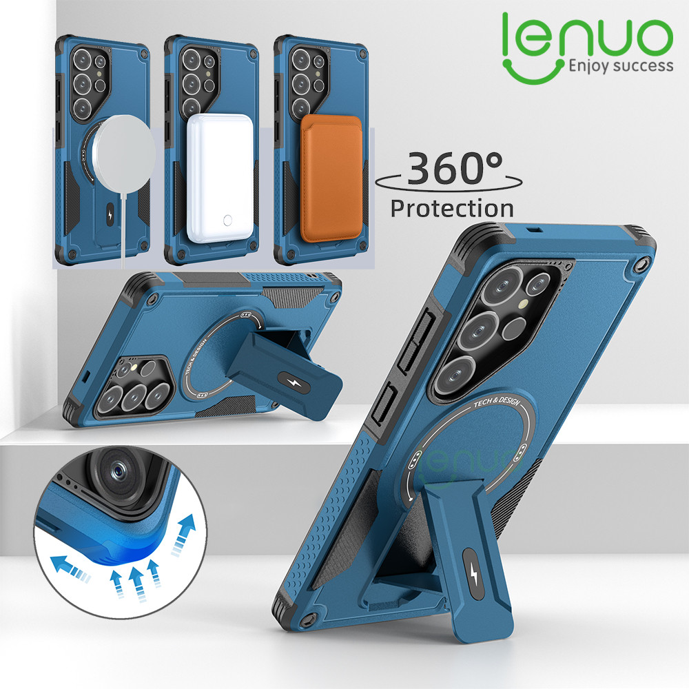 Lenuo Folding Stand Magnetic Circle Phone Case For Samsung Galaxy S25 S24 Ultra S25+ S24+ Plus ...