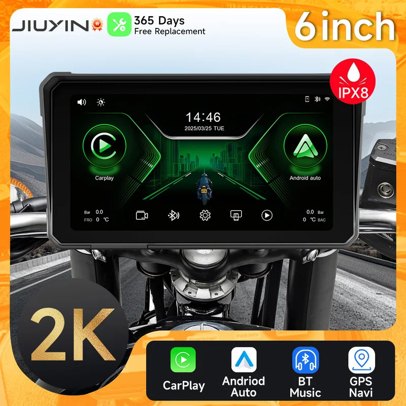 6 inch IPX8 Waterproof Motorcycle GPS Navigation Wireless Carplay ...
