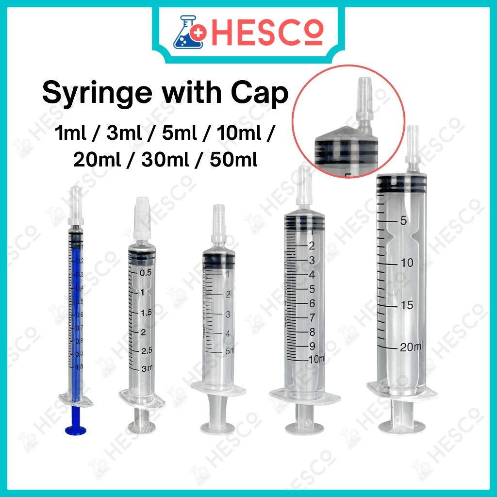 Disposable Syringe with Cap Luer Slip 1pc — 1/3/5/10/20/30/50ml ...