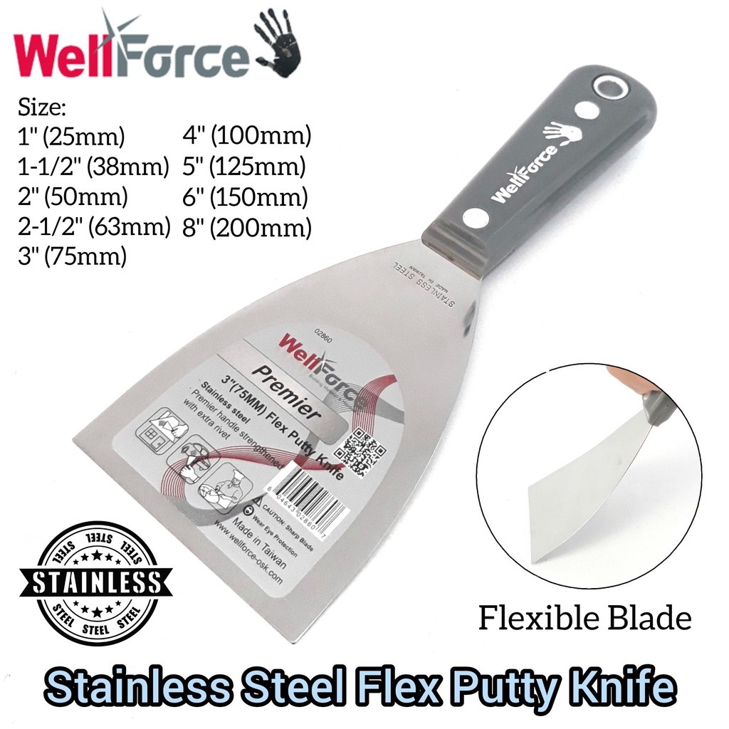 Wellforce Multipurpose Stainless Steel Flexible Putty Knife Scraper For ...