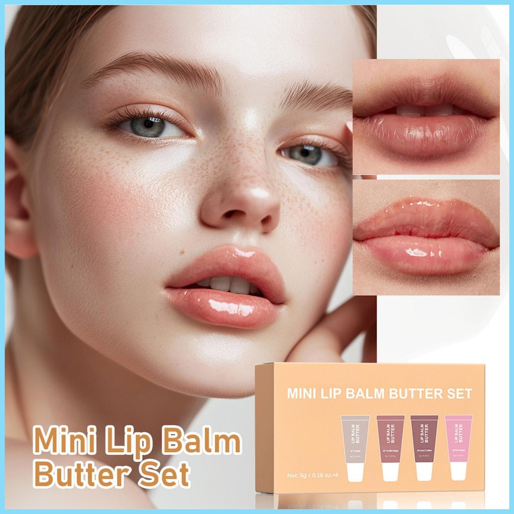 Lip Butter Balm Set Pack of 4 Dry Lip Balm for Moisturizing Lip Glowy ...