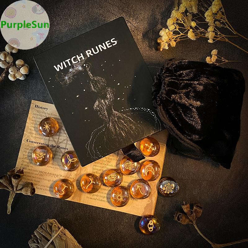 PurpleSun Runes Set 13 Pcs Rune Stones Witches Runes Kit ...