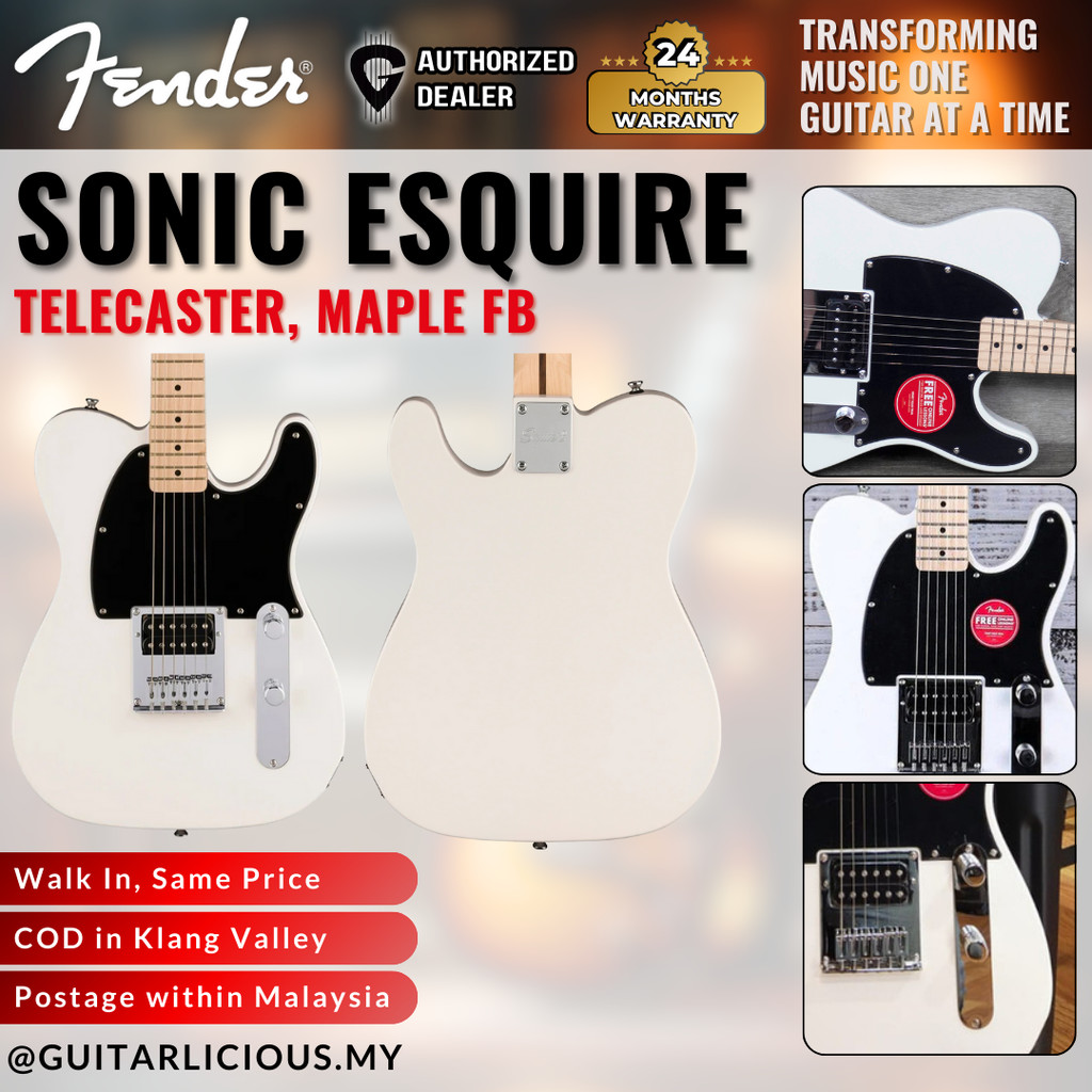 Squier Sonic Esquire H Electric Guitar w/Black Pickguard, Maple FB - Arctic White | Shopee Singapore