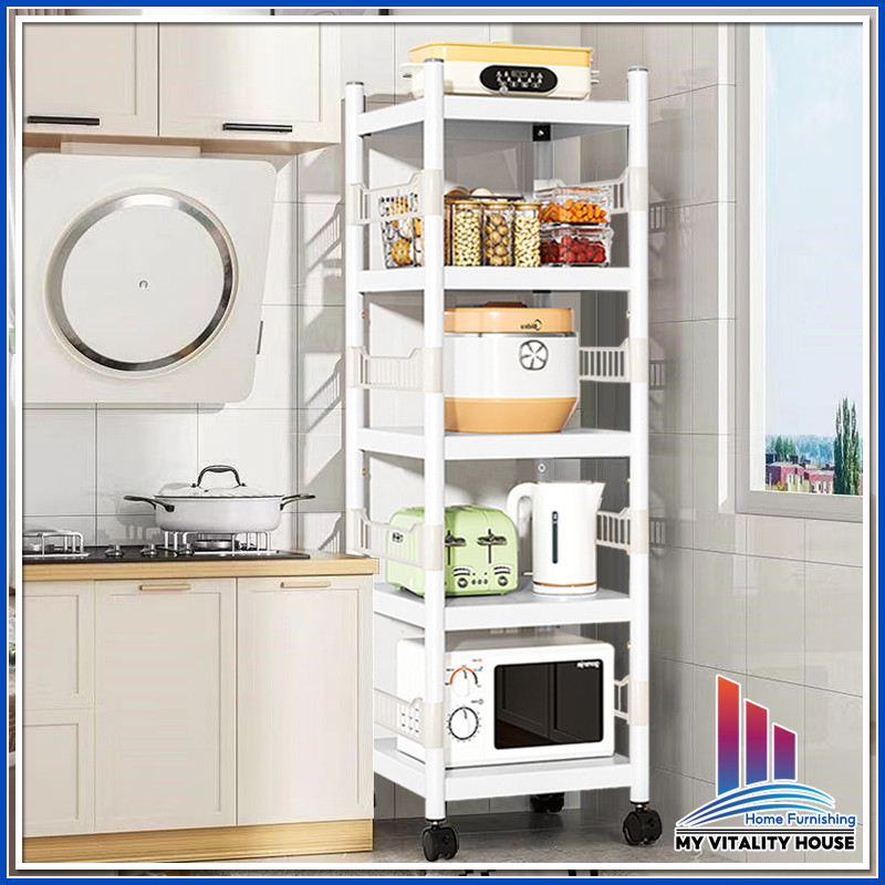 Stainless Steel Kitchen Shelf Storage Rack with Wheels Movable Side Gap ...