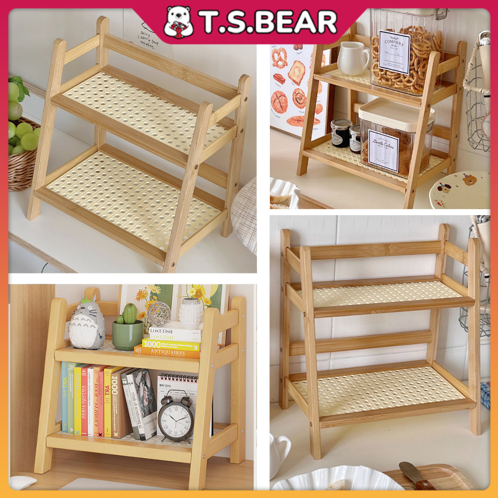 Japan Style Two-Tier Wooden Kitchen Storage Rack Table Rack Spice Cup ...
